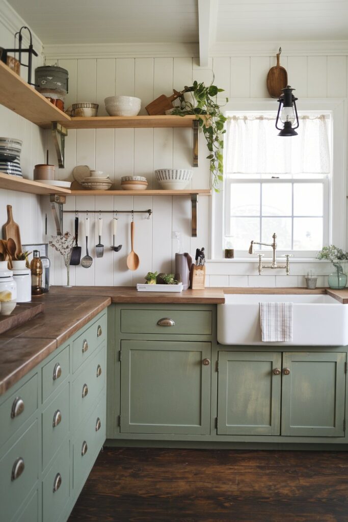 14 Farmhouse Kitchens With Green Cabinets You Will Love! – My Kitchen Inspo