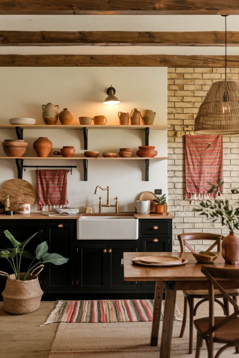 15 Boho Kitchens with Black Cabinets for a Bold and Earthy Look – My ...