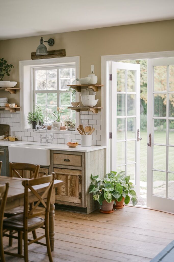 14 Farmhouse Kitchens with French Doors for a Light and Airy Home – My ...