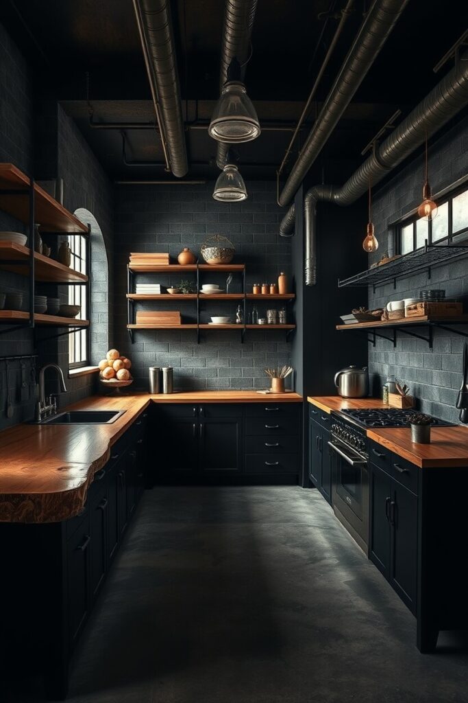 17 Black Kitchens With Wood Countertops Designs You Will Fall In Love ...